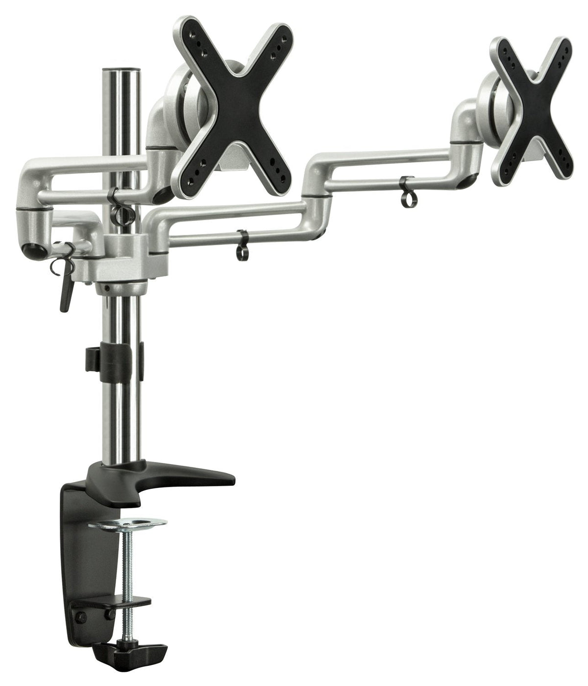 Mount-IT - Dual Monitor Clamp with Gas Spring Arms up to 27" - Silver ...