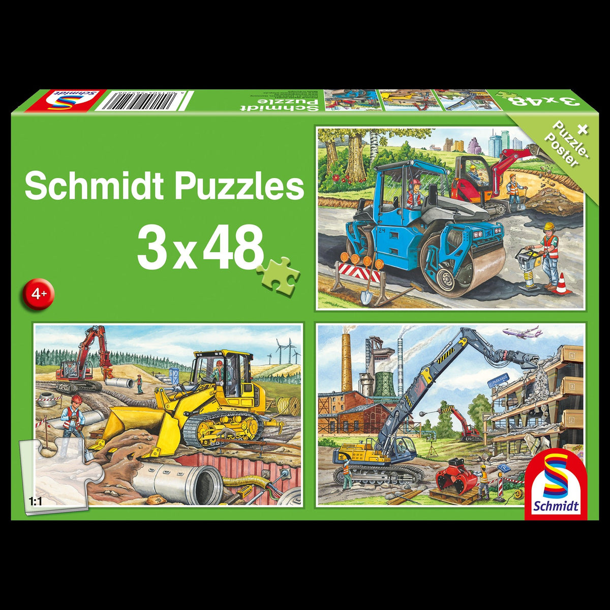 Schmidt Spiele - Puzzle - Pz 3X48 - At The Building Site | Games & Toys ...